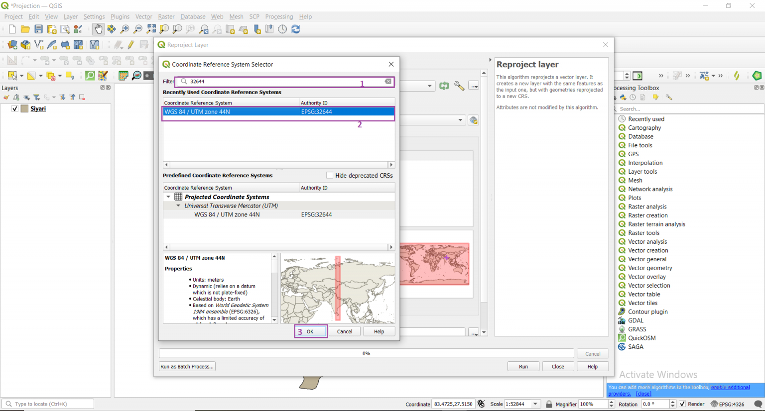 How to do projection of a vector data in QGIS ? - Map Adda