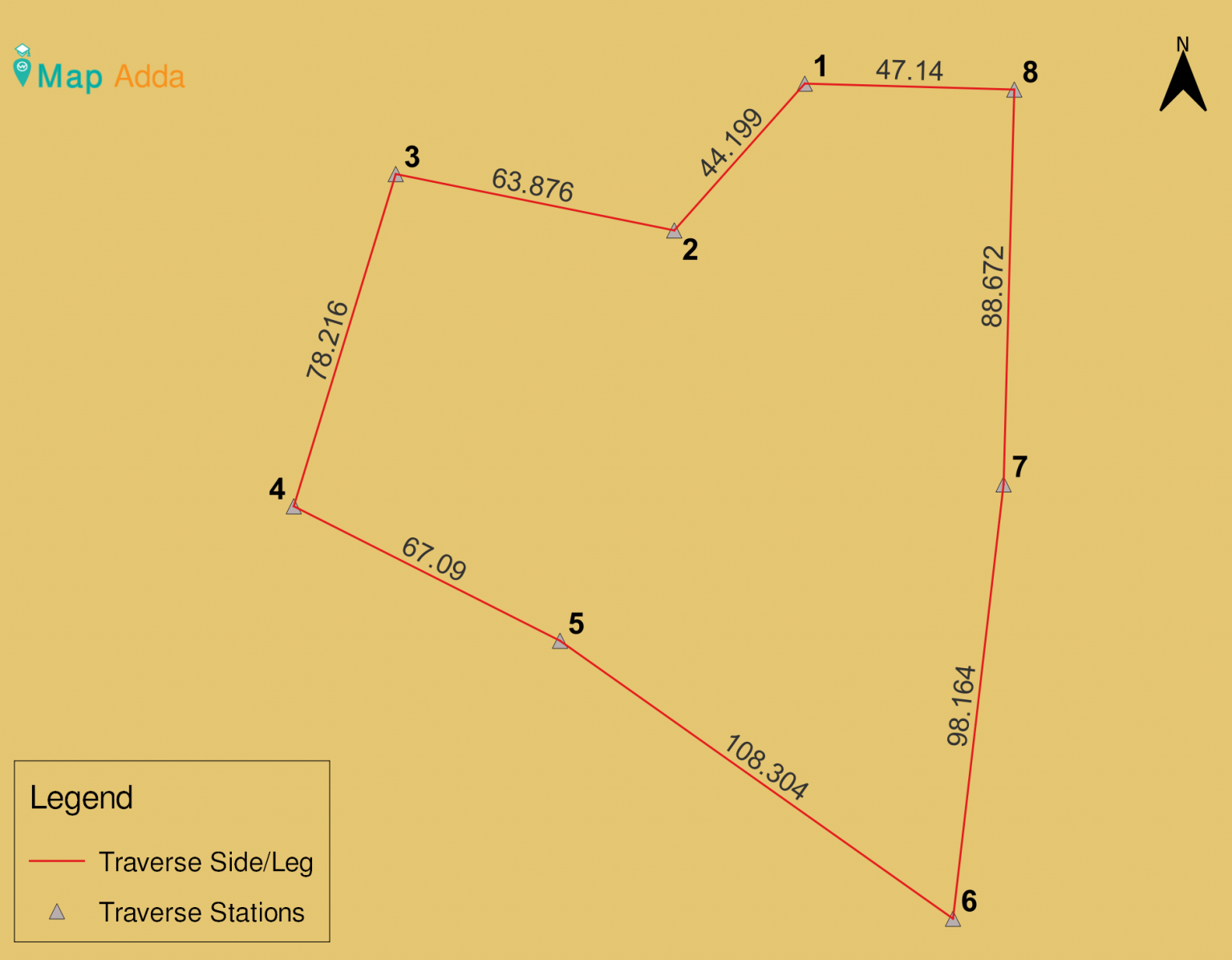 How to calculate independent coordinates of traverse station with the ...